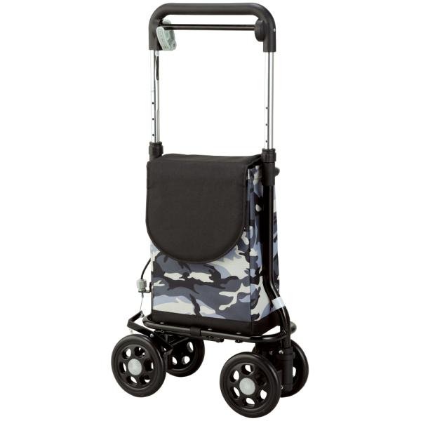 【カラー】迷彩グレー【サイズ】幅21×奥行41×高さ75〜85.5cm　袋：幅14×奥行24×高さ36cm　積載量10kg　買い物袋：幅13×奥行23×高さ35cm　前輪：5.7インチ　後輪：5.7インチ【材質】フレーム：アルミ　袋：ポリエ...