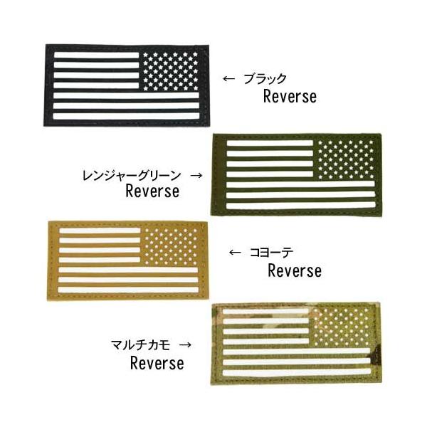 ●アメリカ国旗パッチ（右） ●各色GLOWモデル ●カラー：ブラック、レンジャーグリーン、コヨーテ、マルチカモ ●材質：樹脂＋布 ●サイズ：約50×100mm