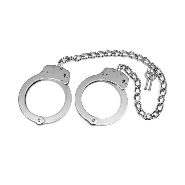 ●カラー：シルバー ●材質：金属製●本格的Ｗロック式  ●重量：約450ｇ●カギ式、玩具ではありません。 ※Ｗロックについて…手錠を掛けただけのシングルロックの状態では、どこまでも締まっていきます。鍵のピンで操作することにより、掛けたその位...