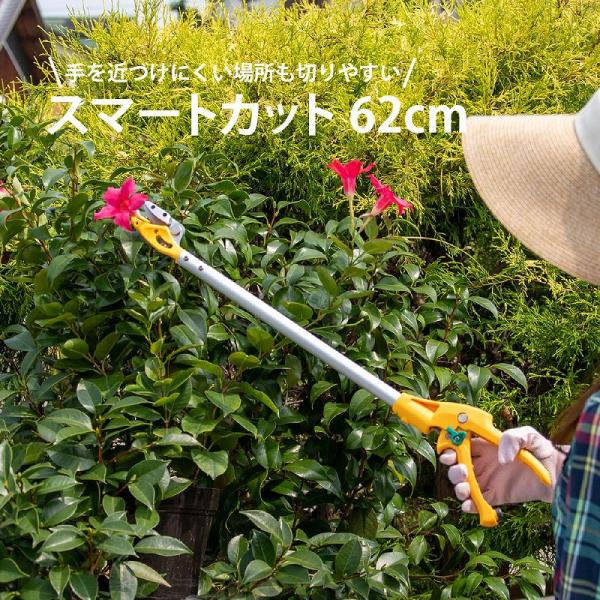商品名　　　　　スマートカット62cmサイズ　　　　　W69×D38×H623mm重　量　　　　　約330g切断径      　　　8mm（キャッチをつけた場合） ※ 柿・樫など堅い樹木によっては切断直径が異なります。伸縮機能　　　　62c...