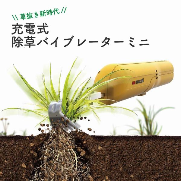 商品名　充電式除草バイブレーターミニサイズ　L360×W40×H65mm（ブレード取り付け時）　　　　ブレード幅：30mm重　量　約550g連続使用時間　約50分（無負荷の使用時）充電時間　約4時間（周囲の温度で変わります）材　質　本体：ナ...