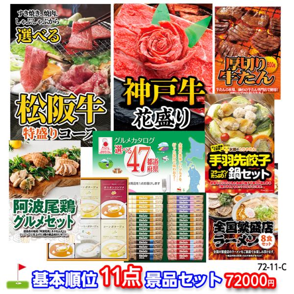 ゴルフコンペの基本的な順位、ドラコン賞、ニアピン賞、ベスグロ賞などの11点をセットにした景品セット。このセットに人数に応じて飛び賞や参加賞などの商品を追加で注文をして頂くと、賞品選びが簡単になります。■セット内容【優勝】 パネル付き目録 選...