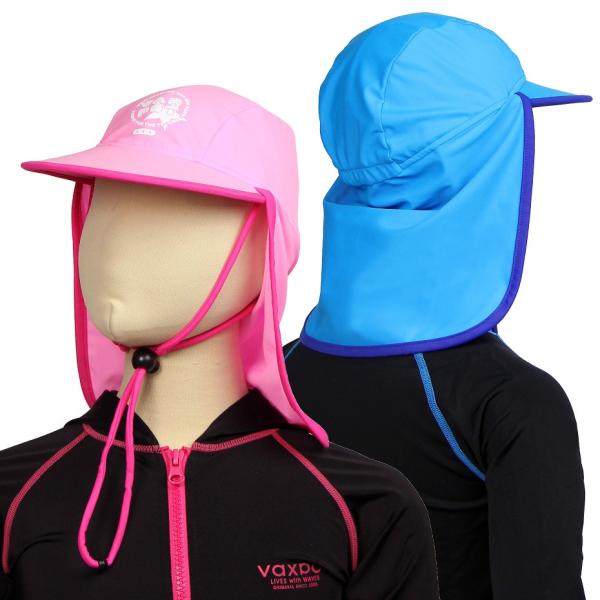 顔周りを日差しから守る ラッシュガード 帽子 キッズ 男の子 女の子 UPF50+首の後ろについたフラップが、首への直射日光を防ぎます。ジュニア フラップキャップ ラッシュキャップ 日よけ 帽子 は ラッシュガード と同じ素材を使っているの...