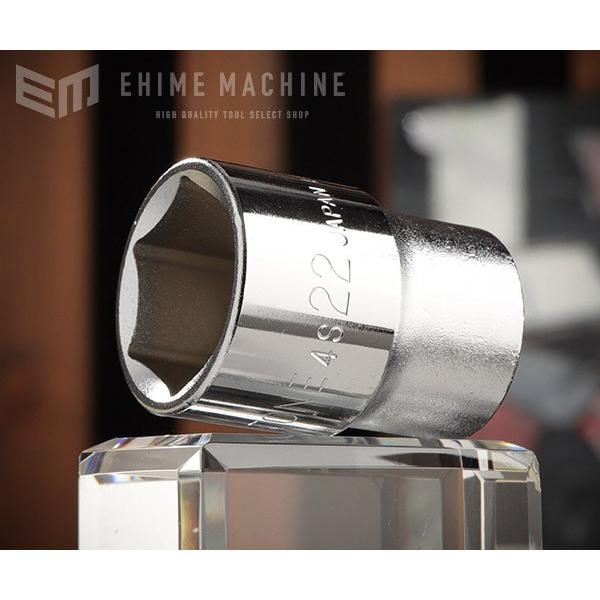 スタンダードタイプの対辺6角形状です。差し込み後、トルクをかけてもナメにくくなっています。軽作業から重工業整備まで必要なツールを取りそろえています。【仕様】差込角(mm)：12.7対辺寸法(mm)：22全長(mm)：40対辺形状：6角対辺(...