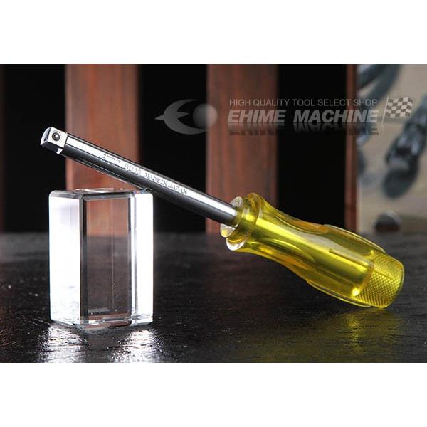 エクステンションバーとしても使用出来る、機能的なドライバー型ハンドル。グリップエンドに差込角を設けているので、グリップエンド側にラチェットハンドルなど駆動工具、先端差込角にソケット類を接続して頂ければ、エクステンションバーとしてもご使用頂け...