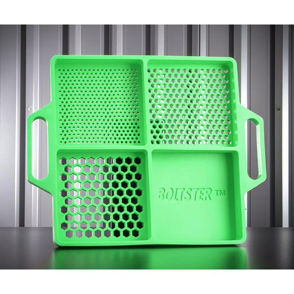 BOLTSTER（ボルトスター） BTS-100003G フレキシブル オーガナイジングトレイ（グリーン）は、ボルトやネジ類をはじめ、各種部品・工具を効率的に整理できる高性能シリコン製トレイです。堅牢な設計と優れた耐久性により、現場での作業...