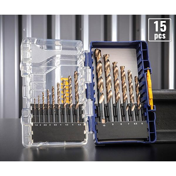 自動センタリング機能によりセンターポンチを使わずに素早い穴あけが可能な、ドリルターボマックスの15本本セットです。  ステンレス、鉄、木材、プラスチック等への穴あけに。  保管に便利なプラスチックケース付き。  【商品スペック】 セット内容...