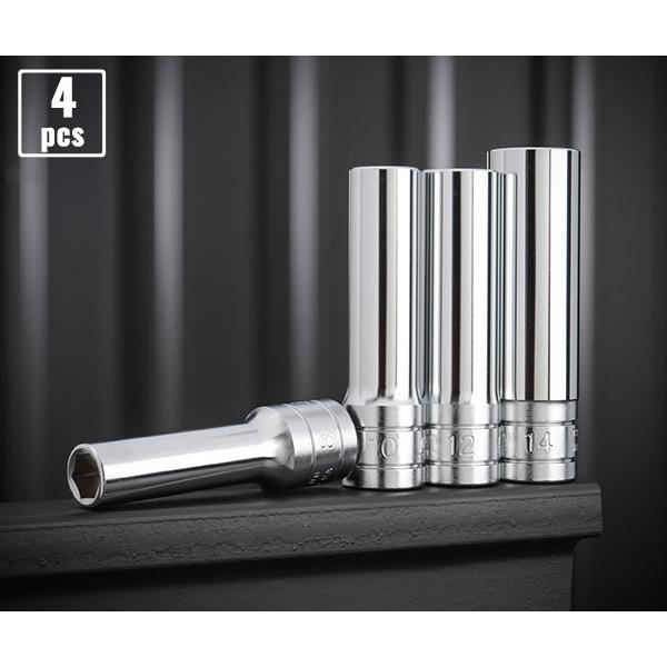 KTC 9.5sq. ディープソケット（六角）の人気サイズを厳選した、エヒメマシンオリジナルセット！基本工具であるディープソケットは、ラチェットハンドル（BR390）などの駆動工具に接続して使用します。ボルト・ナットのエッジを傷めにくく、よ...