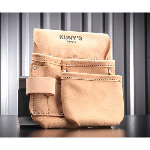 ●サイズ(mm)：W241ｘH254●材質：スプリットレザー●重量(g)：453●丈夫な革製の2つのポケット(大×1、小×1)。●ハンマーホルダー、ペンホルダー付き。●負荷の掛かる部分はリベットにより強化されています。※クニーズ社の皮革製品...