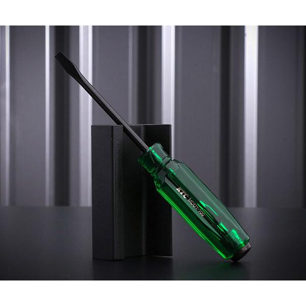 KTCの樹脂柄ドライバーマイナス貫通タイプです。従来からあるスタンダードタイプの樹脂柄ドライバ。先端マグネット付きで、機能性も抜群です。■型式：MDD1-100■メーカー：KTC（京都機械工具株式会社）■全長：205mm■重量：130g