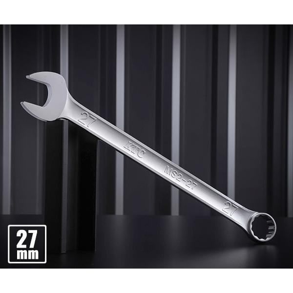 KTCコンビネーションレンチの単品販売です。自動車整備作業、バイクメンテナンス、一般産業等あらゆる分野で活躍します。■型式：MS2-27■メーカー：KTC(京都機械工具株式会社）■全長：381mm■重量：502g