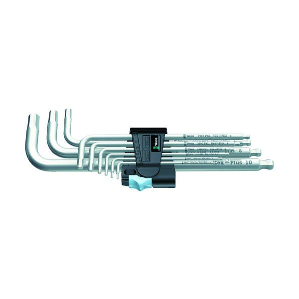 3950/9シリーズ。高品質のステンレス製L型レンチ、六角用9点セット。ヘックスプラスは、リセス(ネジの窪み)と点ではなく面で接触するよう造られ、その接触面も広く設計されており、力を加えたときに分散して伝達されるのでリセス(ネジの窪み)が損...