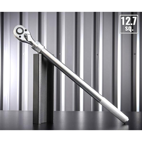 長さを6段階調整可能です。通常時はコンパクトサイズで大きなトルクが必要な時は伸ばして使用可能です。用途：ボルト・ナットの締付け・緩め作業用。【仕様】歯数(枚)：48差込角(mm)：凸12.7全長(mm)：420?520全長420?560mm...