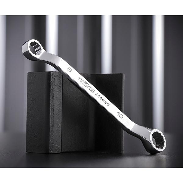 KTCのものづくりの粋を集めた最高傑作！日本製高級ハンドツール「nepros」の45゜×6゜ショートめがねレンチ。口径部は応力の集中を防ぐことでボルト・ナットのエッジを傷めにくくし、より確実な締め付け・緩め作業が行えるパワーフィット形状を採...
