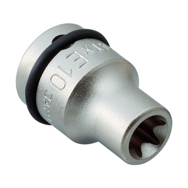 E型形状です。外観品質と防錆力の向上を図った無電解メッキ仕様です。【仕様】差込角(mm)：9.5呼びNo.：E14先端寸法(mm)：12.85全長(mm)：30適合ピン：P3016S適合Oリング：RINGP14S質量：40g材質／仕上：構造...