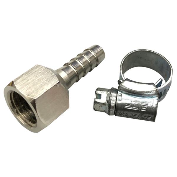 内径7mmのゴムホースにソケットチャックを接続したいときのアイテム！ホースバンドも付属で直ぐに使える！ゴムホースにネジ式チャックを接続したい場合【仕様・規格】外径7mmのタケノコG1/4メネジホースバンド付属