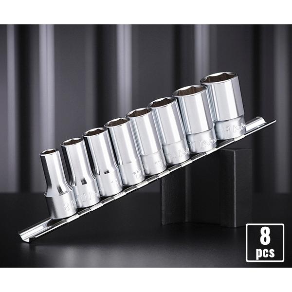 コーケンの9.5sq.セミディープソケットレールセットです。6角タイプです。［フラットドライブ］接触部の角を傷めない面接触形状は、ボルト/ナットに接する開口部と、ハンドル類との接合部となる四角の差込角の両方に採用。ボルト/ナットの角を傷めな...