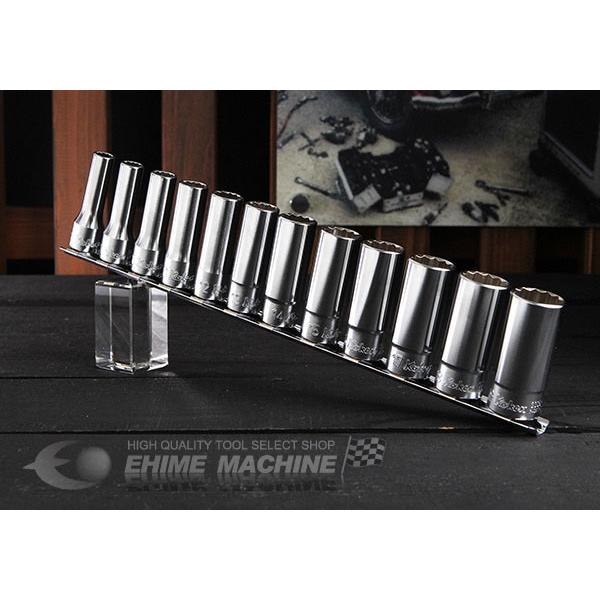 コーケンの9.5sq.ディープソケットレールセットです。12角タイプです。［フラットドライブ］接触部の角を傷めない面接触形状は、ボルト/ナットに接する開口部と、ハンドル類との接合部となる四角の差込角の両方に採用。ボルト/ナットの角を傷めない...