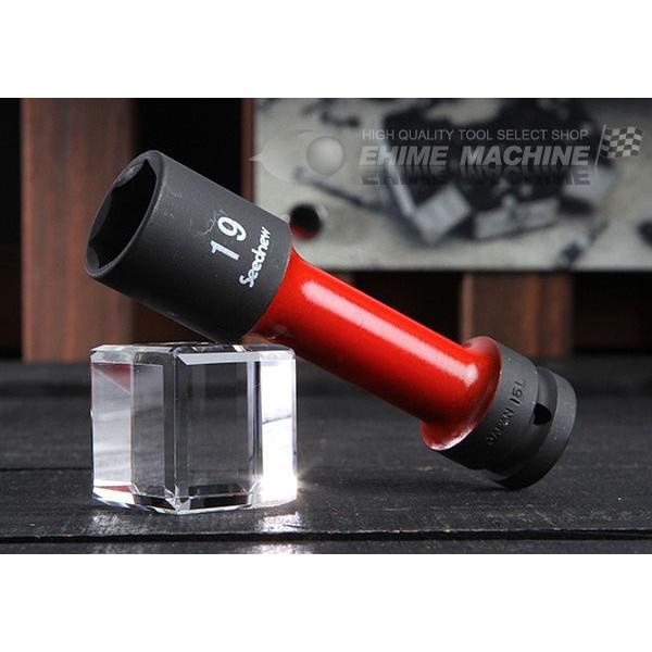 ひと目でわかる、サイズ別のカラー仕上げ全長100?で使い易さを実現。ホイールナット専用インパクトソケットインパクトレンチ対応化粧ホイールナット専用に薄肉に設計されています。※鉄製ホイールへの使用や、オーバートルクにご注意下さい。レッド