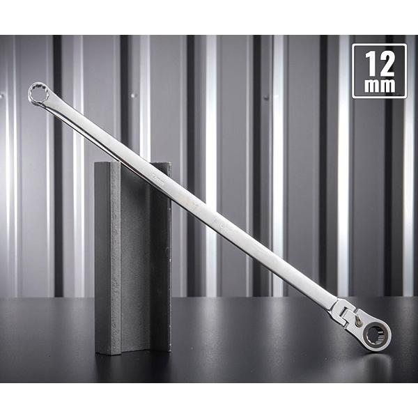 超ロングタイプで、奥まった箇所もラクラク作業できます。ギア付きメガネ部は首振りタイプで、様々な角度で作業できます。ギア付きメガネ部は正逆切り替えレバー付きで、締めにも緩めにも使用できます。オフセットタイプのヘッドで、座ぐり部にあるボルト・ナ...