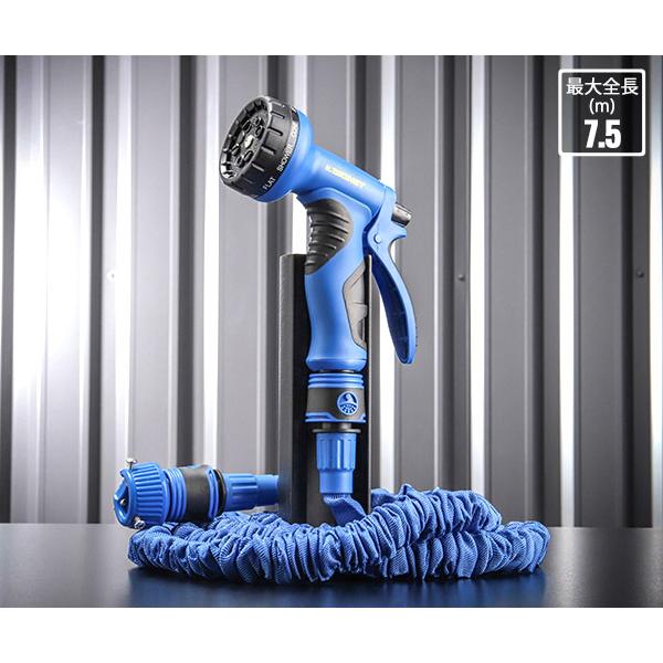 ・通水で最大3倍に伸長、使用後は水抜きで元の長さへ・軽量で携帯性に優れ、取り回しが良い・ノズル10種切替（アングル／コーン／フル／ミスト／ソーカー／センター／フラット／ジェット／シャワー／バーチカル）・トリガーロックで継続散水が可能・収納に...