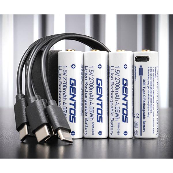 「乾電池感覚で使えて、USB Type-Cで直接充電できる。」ジェントス SNM-03SB4PCは、単3形アルカリ乾電池を使う機器に対応した、1.5V仕様の単3形リチウムイオン充電池4本セットです。【仕様】メーカー品番：SNM-03SB4P...