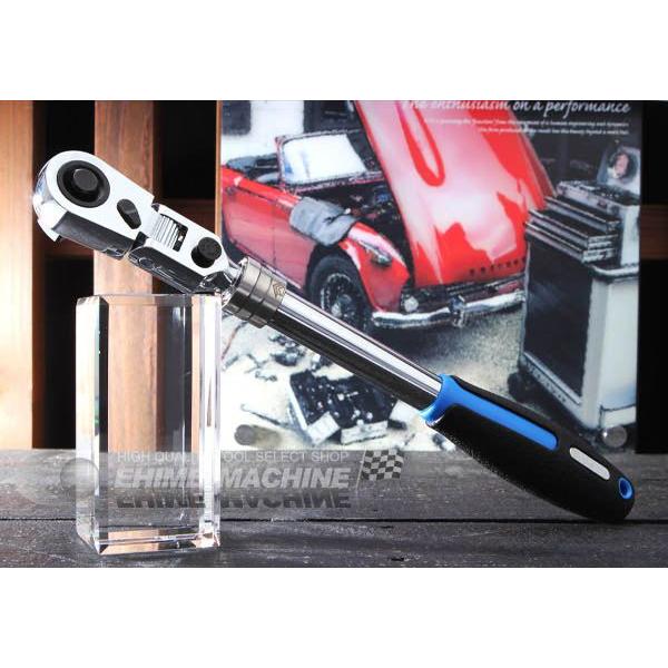 今までにない使い勝手と、耐久性を実現したPro-Autoの超人気商品。握りやすく力を加えやすい樹脂製グリップは、ブラック×ブルーのカラーリングで高級感ただよう仕上がりです。◆ギア数72山（送り角5度）で本締め作業ができる、スーパーテンラチェ...