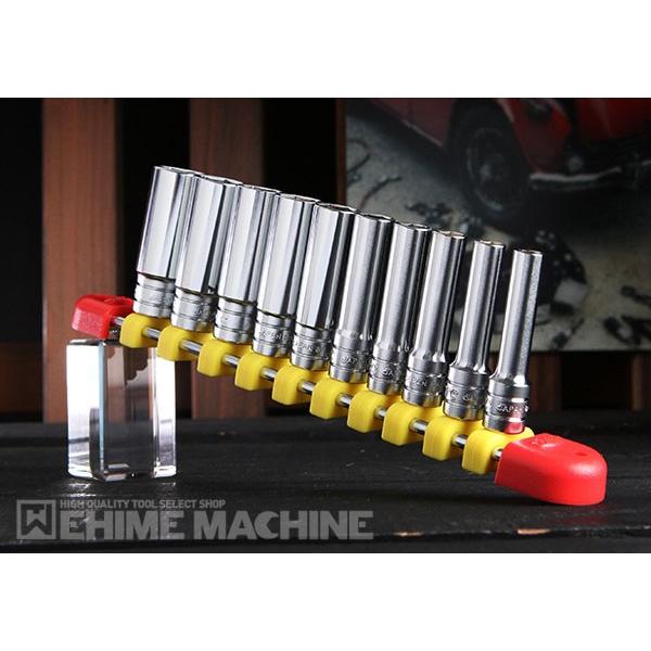 狭い箇所で威力を発揮する6.3sq.シリーズ。 自動車内装脱着作業や、オーディオの取り付け、バイクメンテナンスに最適です！ 6.3sq.ディープソケット（六角）10点セットです。ホルダー付きなので、そのまま工具箱に入れて頂いてもバラバラにな...