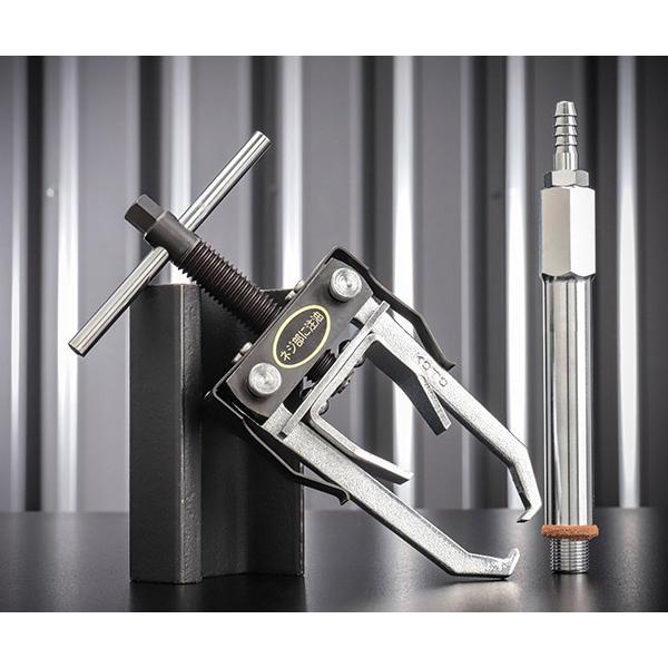 エンジンヘッドを降ろすことなく、バルブスプリング（コッター）を外しステームシール等が交換できます。乗用車〜小型トラックのOHC及びディーゼルエンジンにご使用下さい。※マニホールド等で、エアーノズルが付かない場合はショートエアー　ノズルをお求...