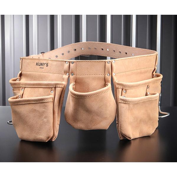 ●フィットサイズ(cm)：74〜117●サイズ(mm)：W596.9ｘH317.5●材質：スプリットレザー●重量(g)：1132.5●丈夫な革製の5つのポケット(大ｘ2、小ｘ3)は間口が広く、使いやすい。●センターポケットはテープやその他工...