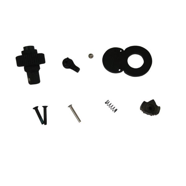 ラチェットハンドル用リペアキット。※交換にはドリルとプレス機が必要です。交換作業は承っておりません。※切替レバーと切替ギアを固定する、シルバーのピンは圧入されています。[組み立て方法]1.ボールとスプリング、クロウを取り付けます。2.上記に...