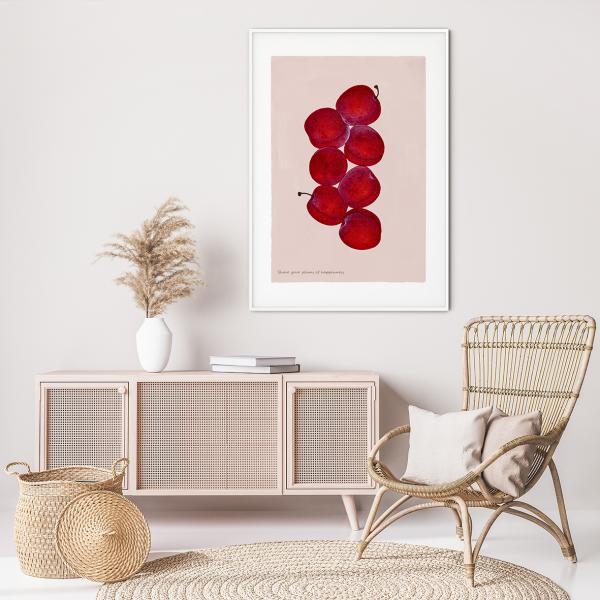 ビンテージフルーツ　プラムShare your plums of happiness(幸せのおすそ分け＾＾)※※※上下左右に余白のあるデザインです。※※※【注】ポスターのみ フレームは付属しておりませんサイズをプルダウンでお選びください　3...