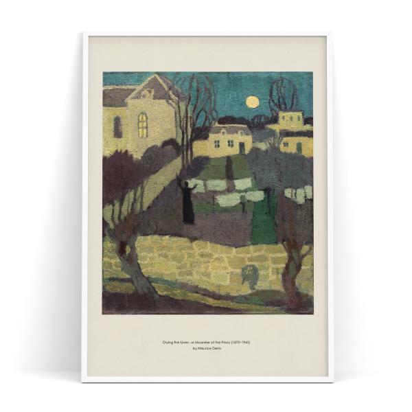 モーリス・ドニによる「Drying the Linen, or Moonrise at the Priory」（1870-1943）#アンティークイラスト 芸術作品 名作  前衛アート  おしゃれアート#---サイズ展開豊富---プルダウン...