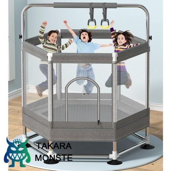 大型トランポリン 子供用 安全ネット付き 鉄棒 吊り輪付き 安全カバー セーフティネット付き スプリング式 大型 家庭用 室内室外トレーニング キッズトランポリ*小さなスクラッチや衝突が発生する可能性がありますが、使用に影響しない場合は返品...