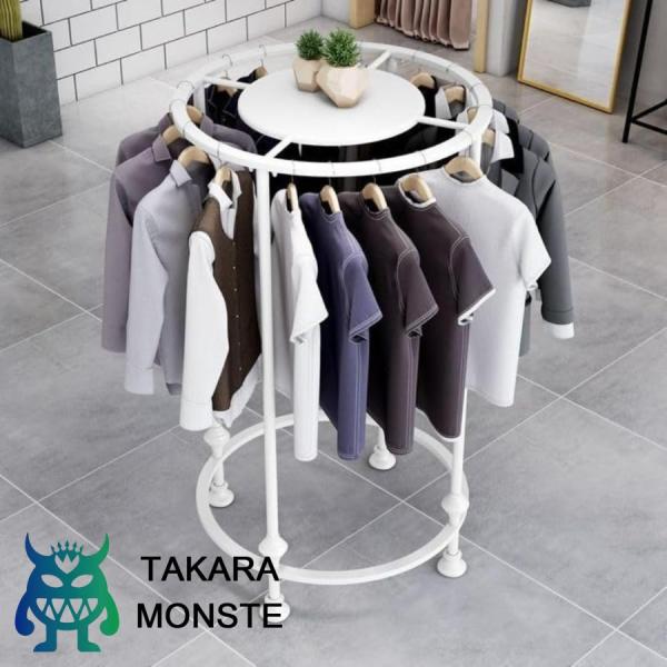 ダブルストレージ：床から天井までの丸い衣類ラックには2レベルのオープンストレージがあり、上部は安全な水平プラットフォームを作成して、セールの看板、靴、ハンドバッグ、マネキン、プランター、植物を簡単に配置できます。 丸い吊り下げロッドを使用す...