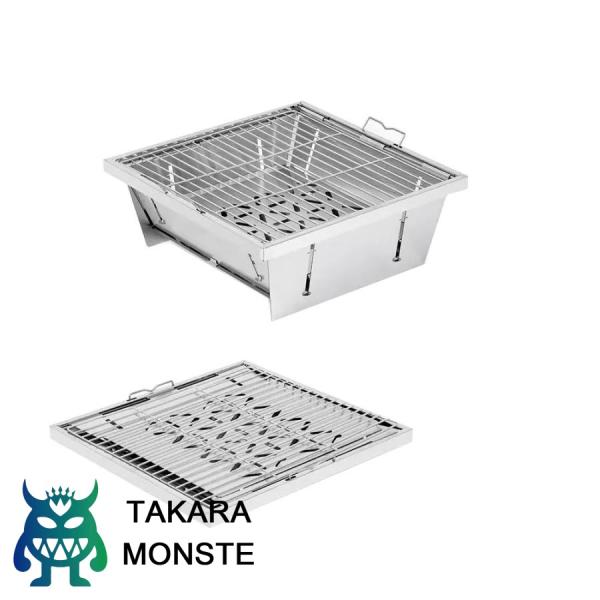 【igtテーブル用折りたたみコンロ 】IGT標準ユニットのサイズで、igtテーブル組み合わせ利用する最適！卓上コンロや焚火台などのシーンにも利用可能。【秒速に組み立て・収納便利】収納袋から取り出して瞬時に展開できます！撤収時には灰を捨て、網...