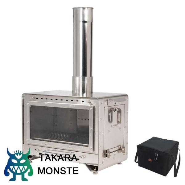 【揺らぐ二次燃焼の美しい炎、燃焼効率の向上】 通常の焚き火では見ることのできない二次燃焼の炎がきれいに見える特殊構造、煙として排出される可燃性ガスを二次燃焼として燃焼させるので、通常の薪ストーブと比べて煙の少ない 燃焼効率が高く、少しの薪で...