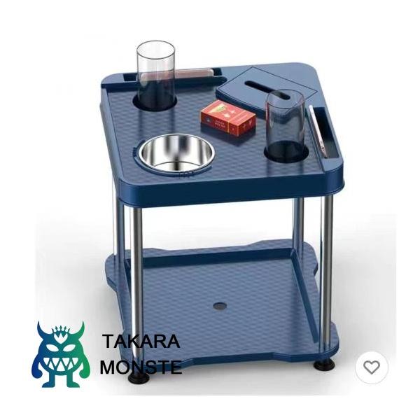 マージャン 雀卓 麻雀 サイドテーブル 2段 灰皿＆ドリンクホルダー付き 高さ48×幅37 マージャン 雀卓