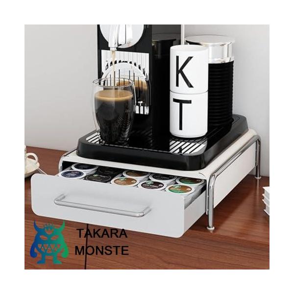 カプセルホルダー コーヒーカプセル収納 引き出し付き キッチンラック コーヒーマシンの下の収納ボックス 省スペース 小物収納 紅茶パック収納