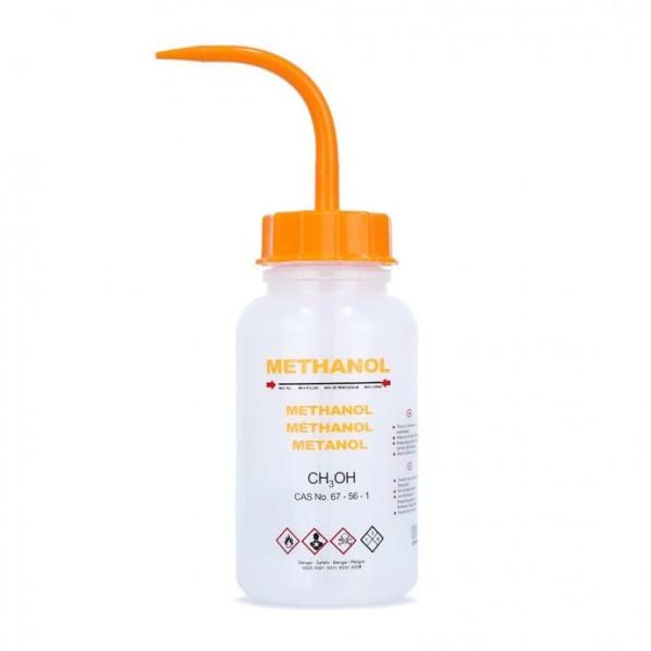 ブランド：ISOLAB GmbH素材：半硬質ポリエチレン高さ：220mm　直径：76mm容量：500ml表記／カラー：メタノール／オレンジ