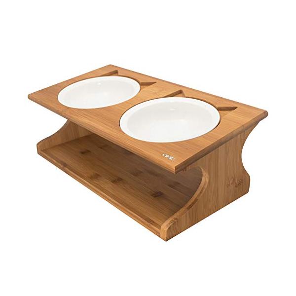 ※併売のため、在庫切れの際はご了承ください。発送委託により倉庫業者がお届けする場合がございます※材質：バンブー、 ボーンチャイナ(磁器の一種) 重量：約1.46kgセット内容：フードボウル2個、フードボウルスタンド、滑り止めシール4個(＋予...