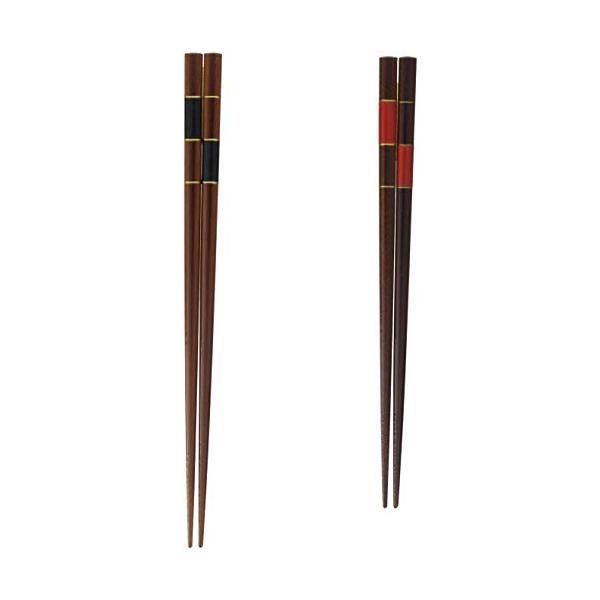 ※併売のため、在庫切れの際はご了承ください。発送委託により倉庫業者がお届けする場合がございます※サイズ:黒-約長さ23cm、赤-約長さ21cm素材:天然木生産国:日本セット内容:箸×2箱仕様:紙箱入