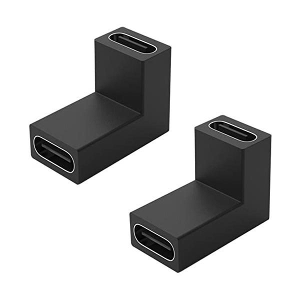 ※併売のため、在庫切れの際はご了承ください。発送委託により倉庫業者がお届けする場合がございます※【fine-RはPL保険に加入しております】【Type-C to C メスメスアダプター】L字縦90°タイプ USB Type C 2本のUSB...