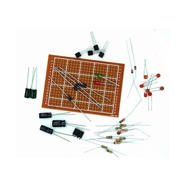 ※併売のため、在庫切れの際はご了承ください。発送委託により倉庫業者がお届けする場合がございます※ハンダ付けの練習のためのキットです。部品にはコンデンサー、抵抗器、ICチップ、トランジスタ等38点付属します。特に何かの回路を組み立てるわけでは...