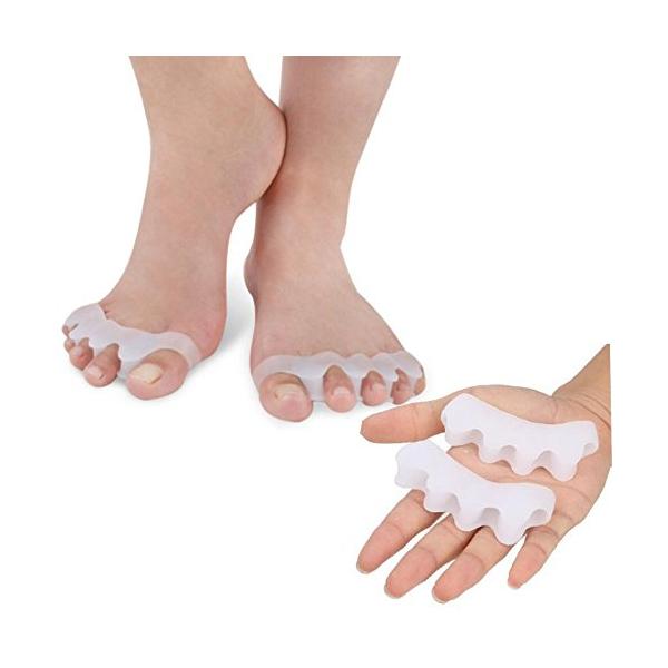 ※併売のため、在庫切れの際はご了承ください。発送委託により倉庫業者がお届けする場合がございます※素材：シリコン 製品寸法（1個あたり）：7.3×2.8×1.3cm　重量：270g高品質シリコンパッドを装着して、足指を広げることで、歩行時の衝...