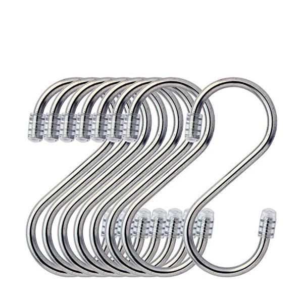 ※併売のため、在庫切れの際はご了承ください。発送委託により倉庫業者がお届けする場合がございます※サイズ:3.5×0.5×8cm内容量:8個入耐荷重:7kgサビに強いステンレス金具を使用したフック。収納に便利、スタンダードなS字状のフック。