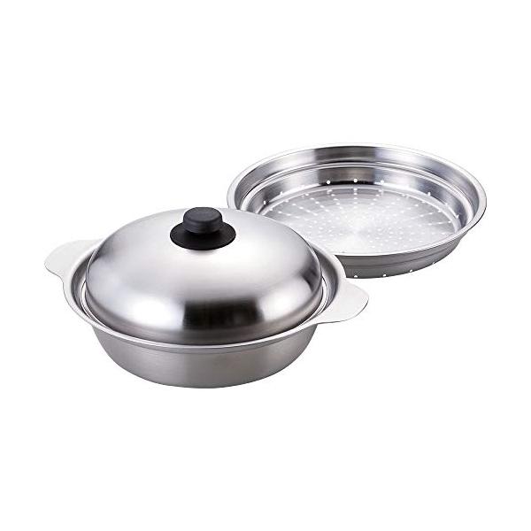 ※併売のため、在庫切れの際はご了承ください。発送委託により倉庫業者がお届けする場合がございます※卓上鍋:約34×28.5×14.5cm 重量:約800g蒸し台:約27.9×4.2cm 重量:約250g本体・蓋・蒸し台:18-0ステンレス鋼