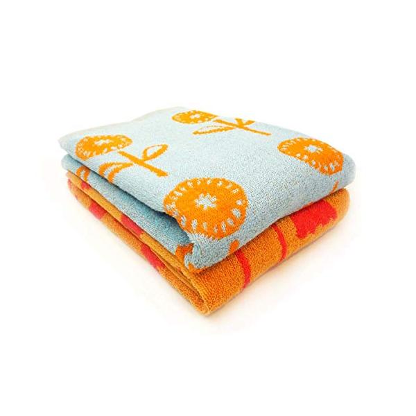 ※併売のため、在庫切れの際はご了承ください。発送委託により倉庫業者がお届けする場合がございます※【ミニバスタオル2枚セット】サイズ：約50×100cm素材：綿100%生産国：中国重量：約146ｇカラー：ブルー オレンジ