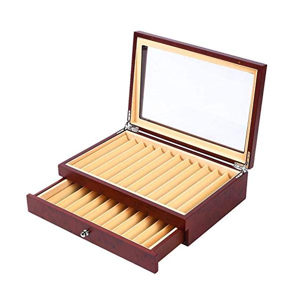 ※併売のため、在庫切れの際はご了承ください。発送委託により倉庫業者がお届けする場合がございます※万年筆寸法：31x21x8.5cm。 最大23本のペンを収納できます。強化ガラス：ペンケースの蓋は強化ガラスカバーを使用して、内のペンがはっきり...