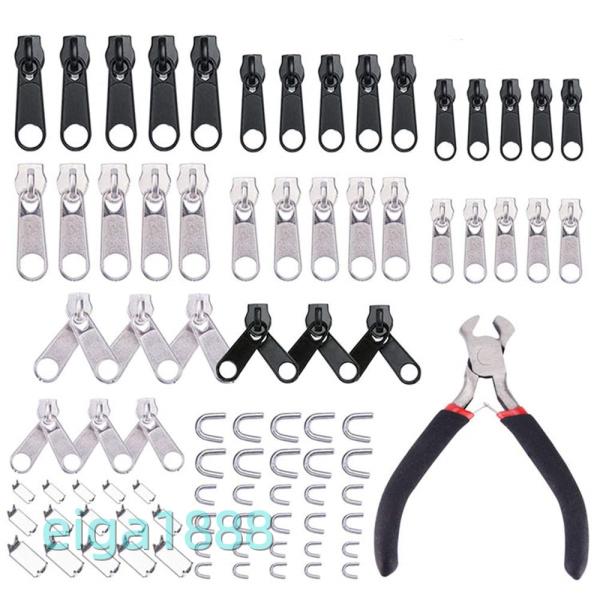 1.材料：高品質のステンレス鋼で耐久性があります2.サイズ多くのジッパーヘッド：各 5×シルバーヘッド（3＃、5＃、8＃）、各５×ブラックヘッド（3＃、5＃、8＃）、各３×ダブルのシルバーヘッド（3＃、5＃）、３×ダブルのブラックヘッド 、...